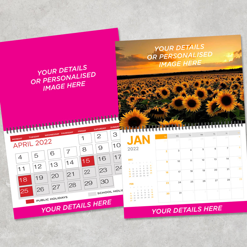 Personalised A4 Landscape Wiro Bound Calendar — The Print Company